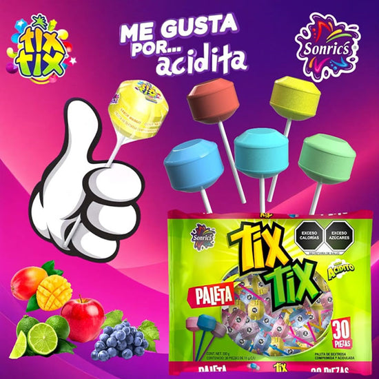Sonrics Paleta Tix Tix Acidulada 30Pzas – Dulceria tobi