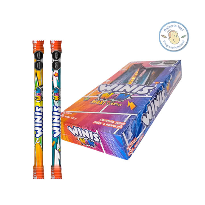 Winis Maxi Tubito Wow Sabor Mandarina 16pz Dulceria Tobi