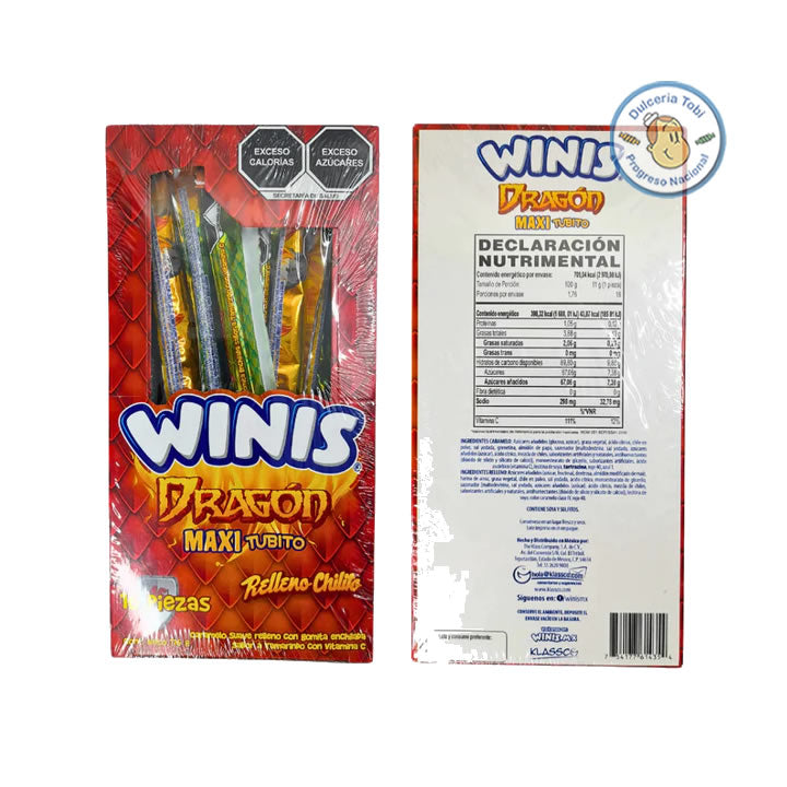 Winis Maxi Tubito Dragon Sabor Tamarindo Con Vitamina C 16pz – Dulceria ...