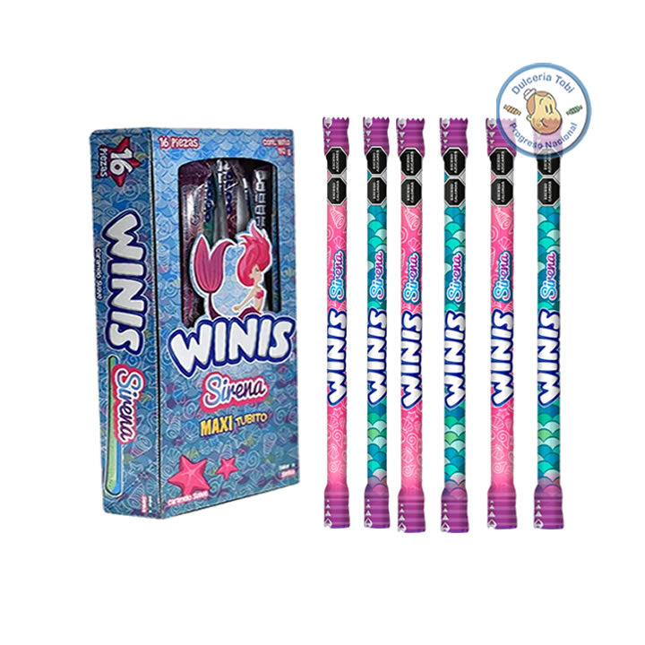 Winis Maxi Tubito Sirena Sabor Sandia 16 Piezas – Dulceria tobi