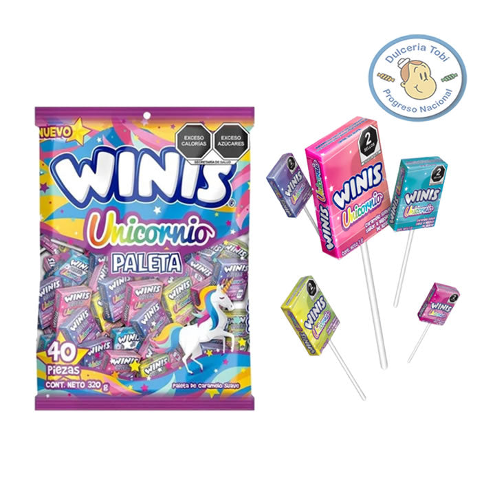 Winis Paleta Unicornio Caramelo Suave 40 Pz Algodon de Azúcar ...